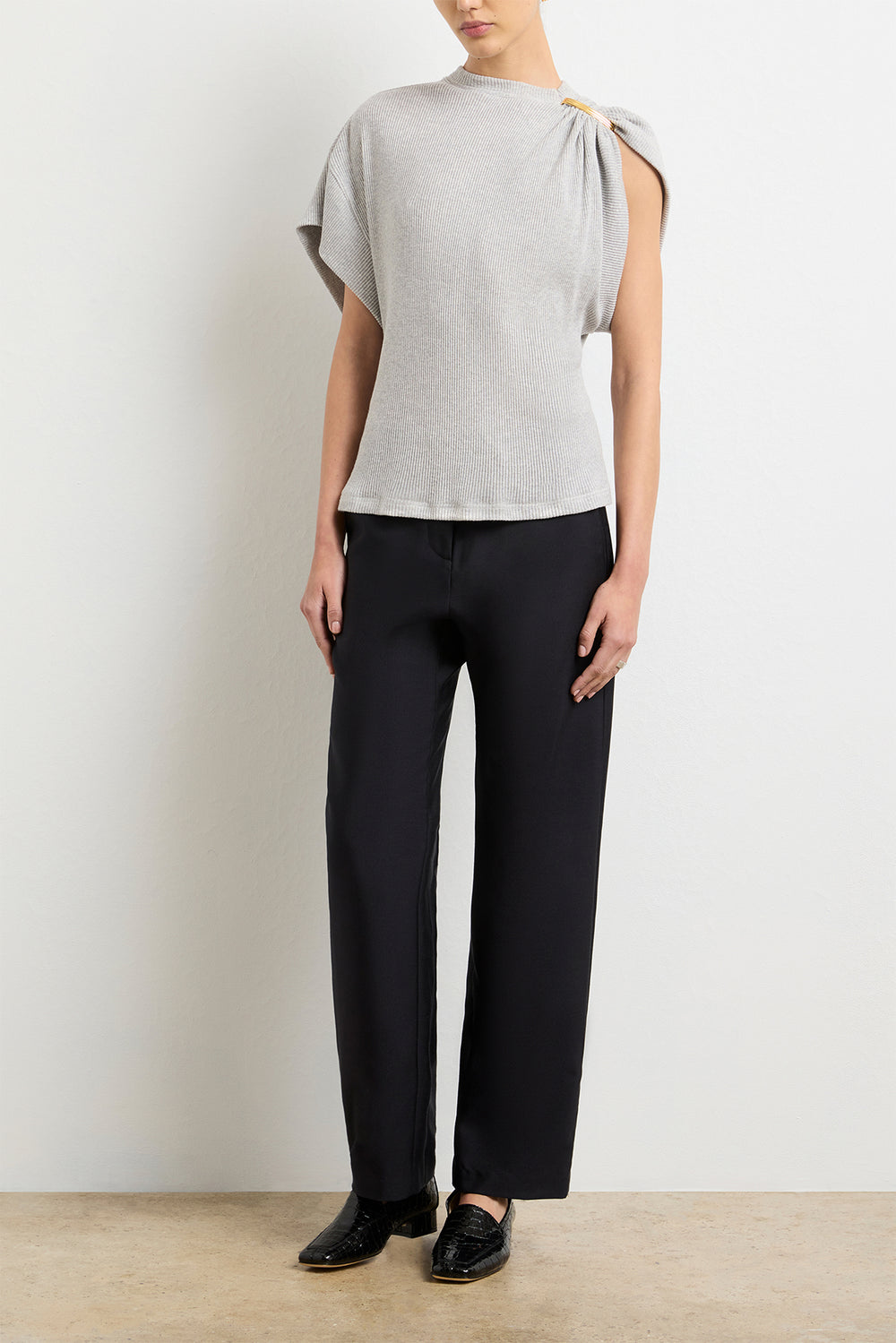 The Faye Asymmetric Top in Heather Grey and Gold