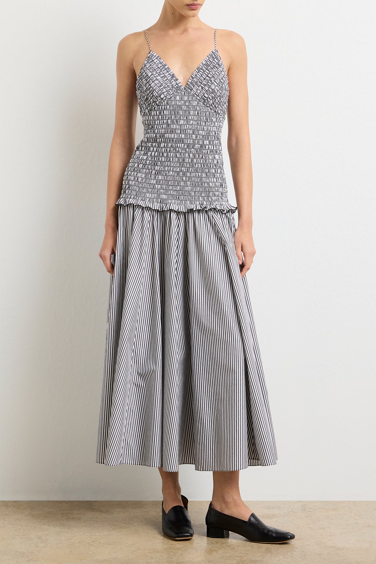 The Josie Dress in Black and White Striped Cotton