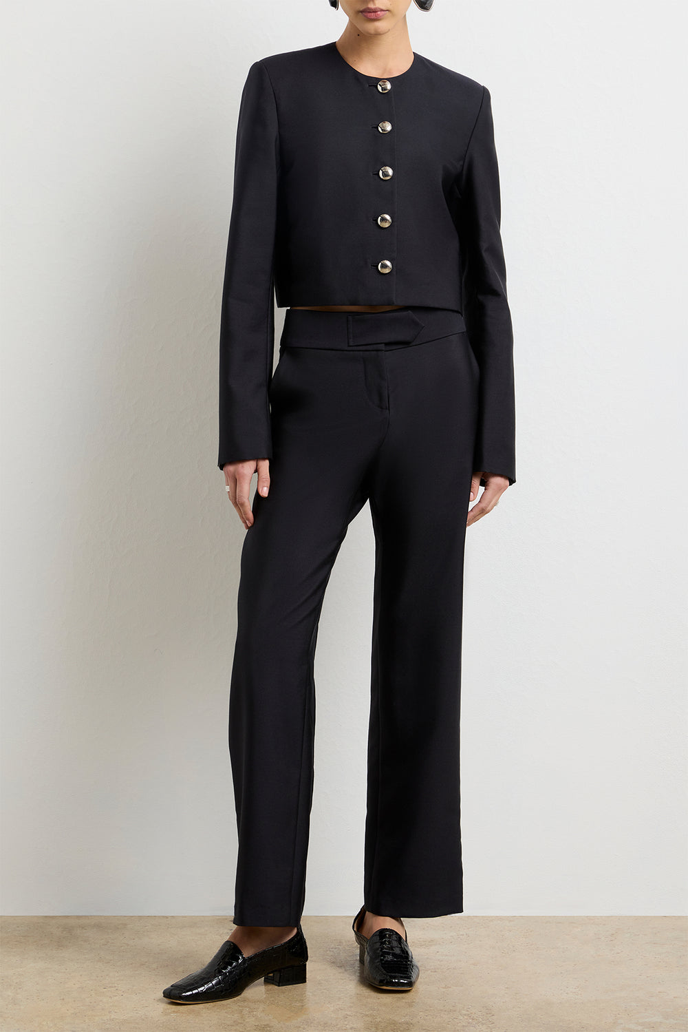 The Ryder Box Jacket in Black Silk Mikado