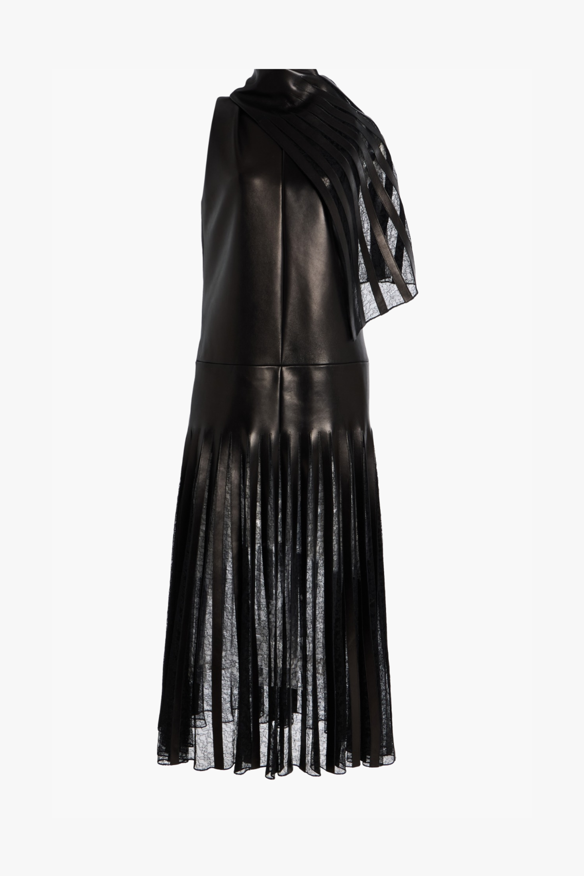 The Blythe Leather Embroidered Dress in Black